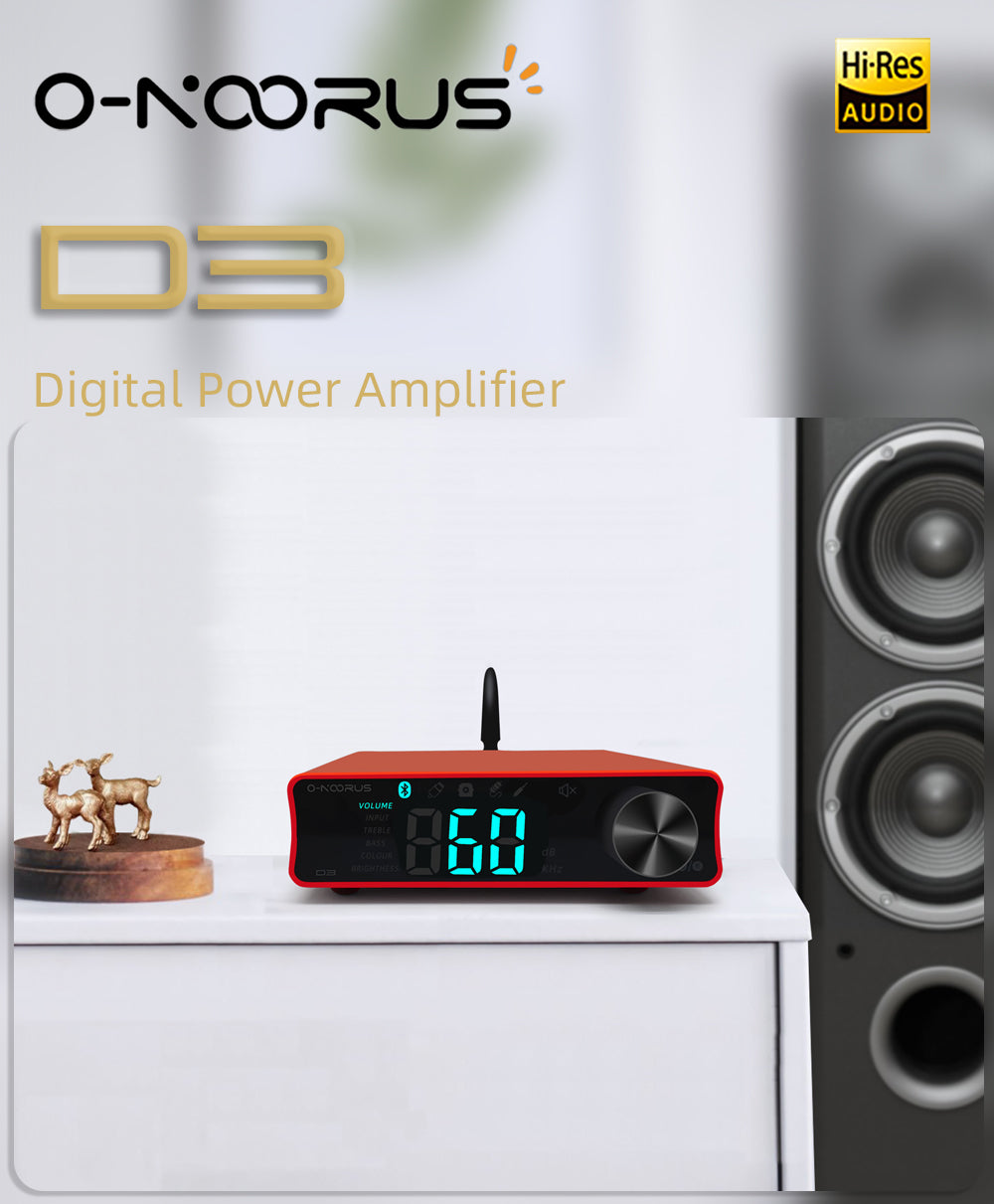 O-NOORUS D3 TPA3255 Stereo Power Amplifier 300Wx2 with Bluetooth USB O ...